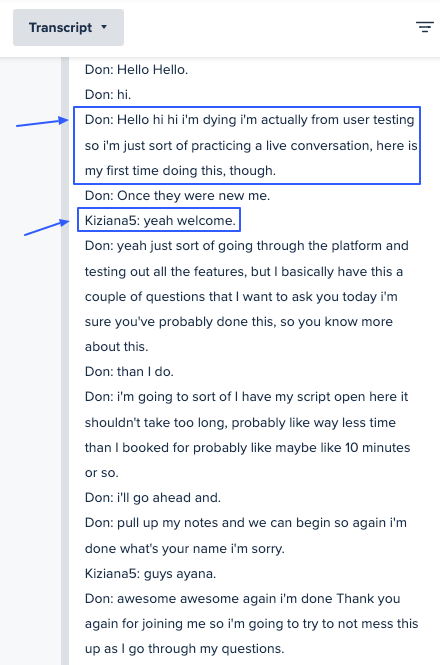 Transcripts (UserTesting) – Knowledge Base Home