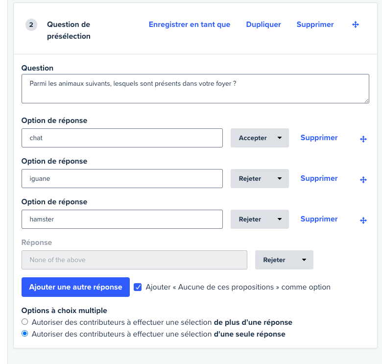 Utiliser des questions de présélection pour trouver les contributeurs ...