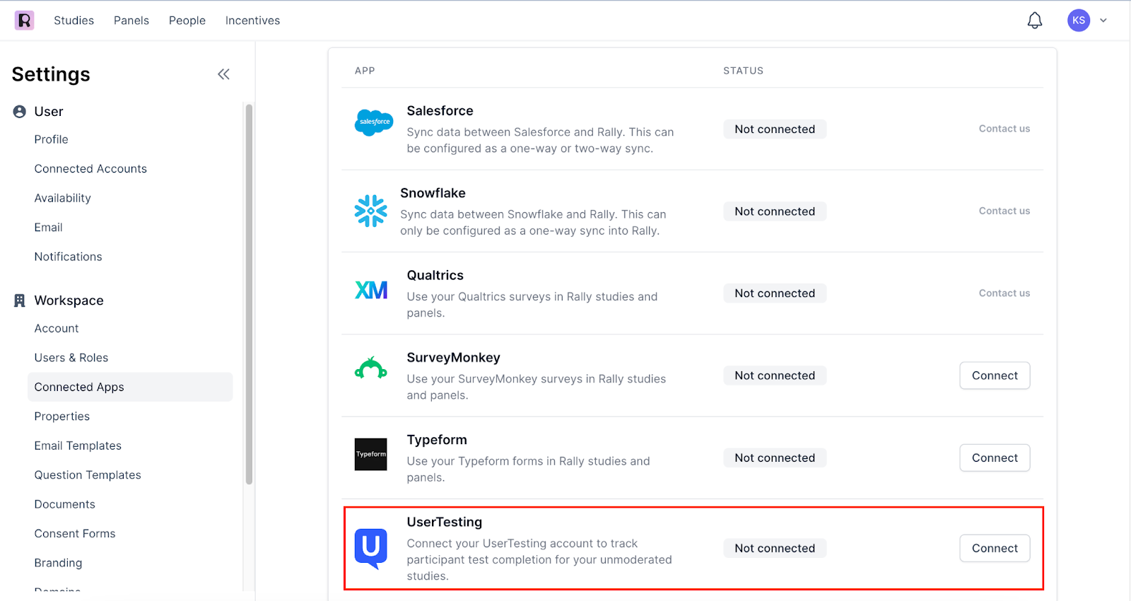 Rally Integration for UserTesting – Knowledge Base Home